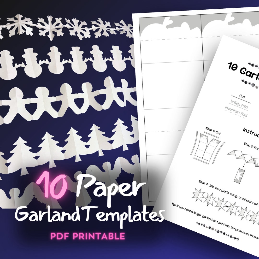 10 Paper Garlands - Paper Garland Patterns - Printable DIY - Winter ...