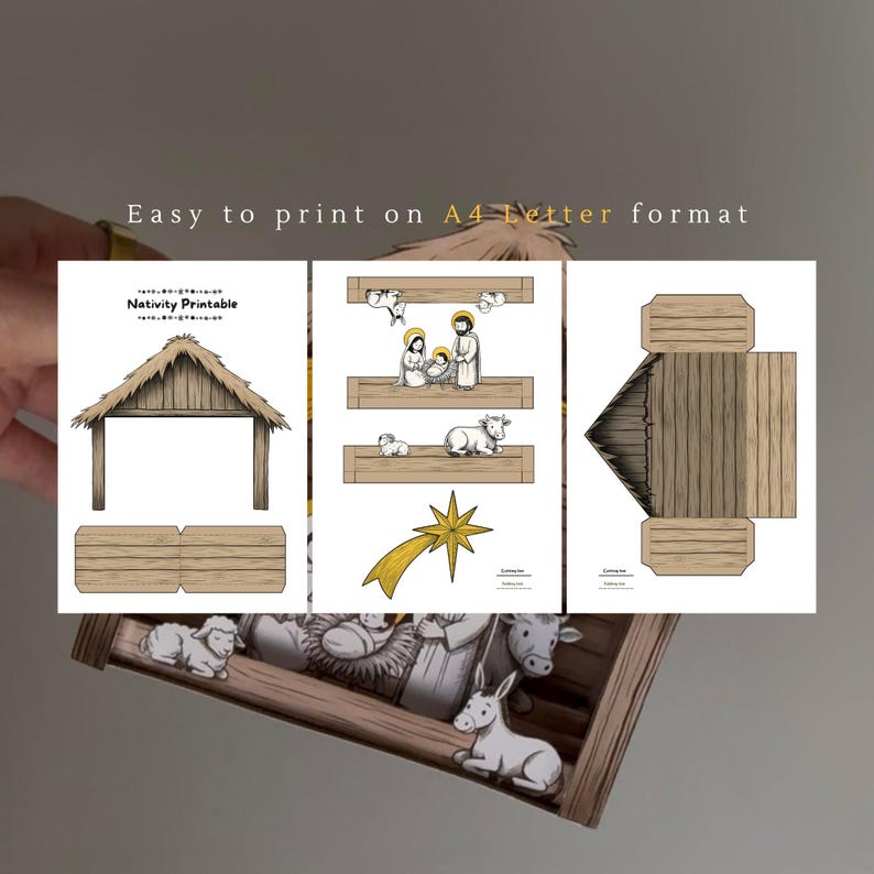 Printable Paper Nativity Scene Cut and Fold Paper Toy DIY Craft Kit ...