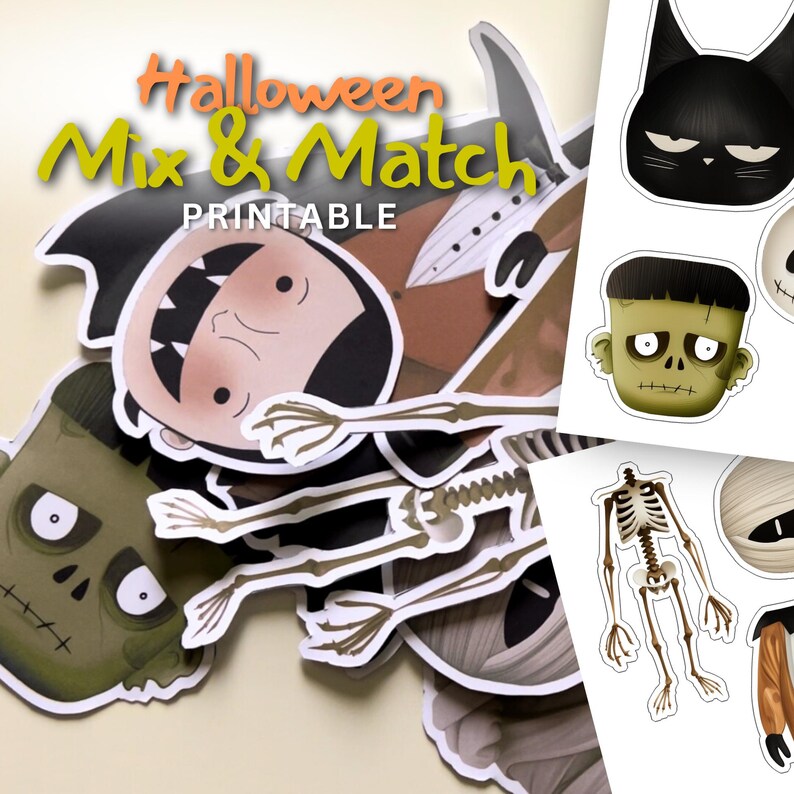 Printable Halloween Mix and Match Costume Cut-outs for Kids Activity ...