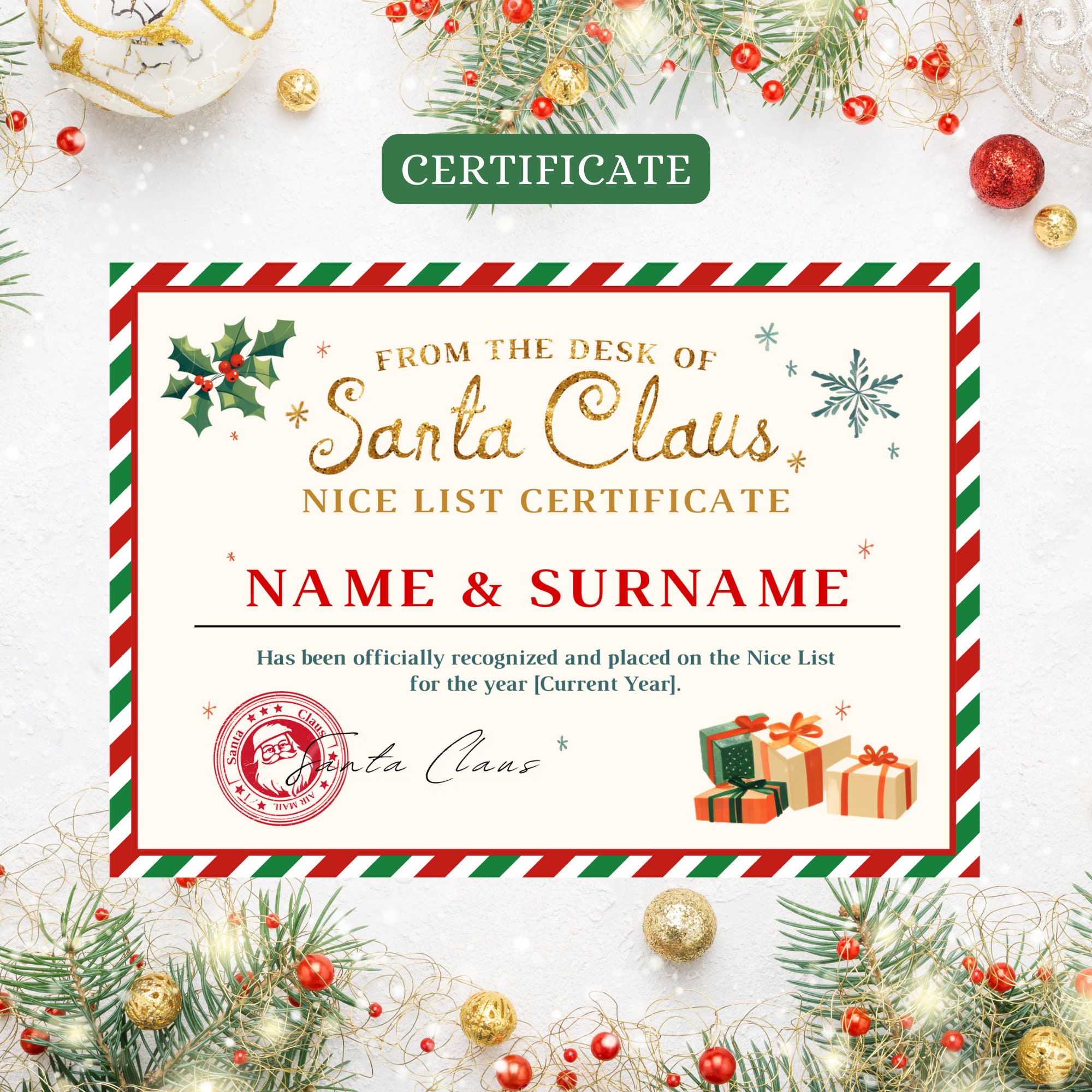 Approved Official Letter From Santa | Nice List Certificate | Christmas ...