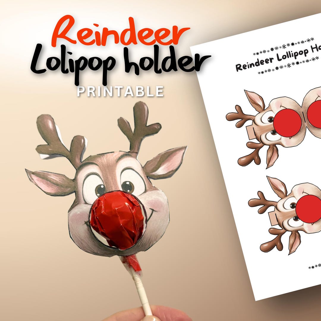 Cute Reindeer Lollipop Holder, Printable Paper Crafts, Instant Download ...
