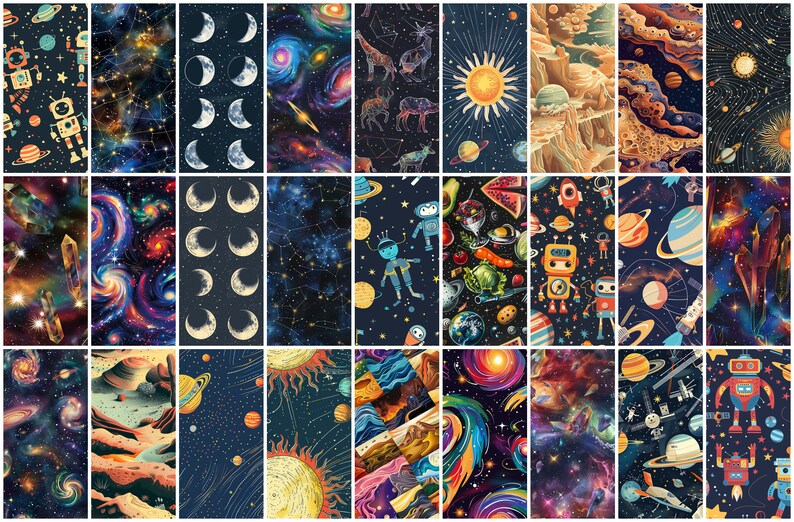 Huge Pack (130 Pcs) of Cosmos Seamless Pattern, Universe Astronauts ...