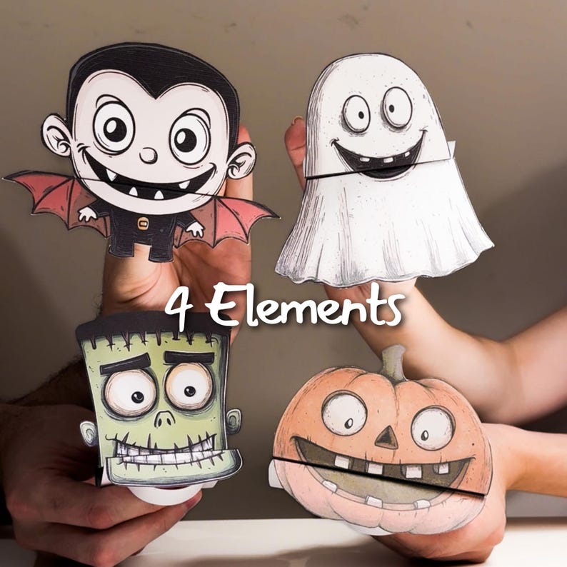 Halloween Puppets Printable - Vampire, Ghost, Frankenstein, Pumpkin ...