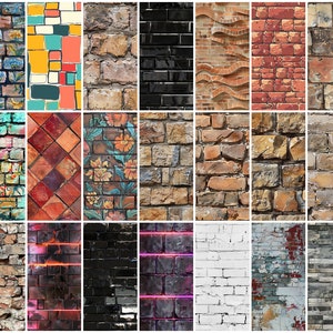 Huge Pack (180 Pcs) of Brick Seamless Pattern, Game, Rustic, Vintage ...