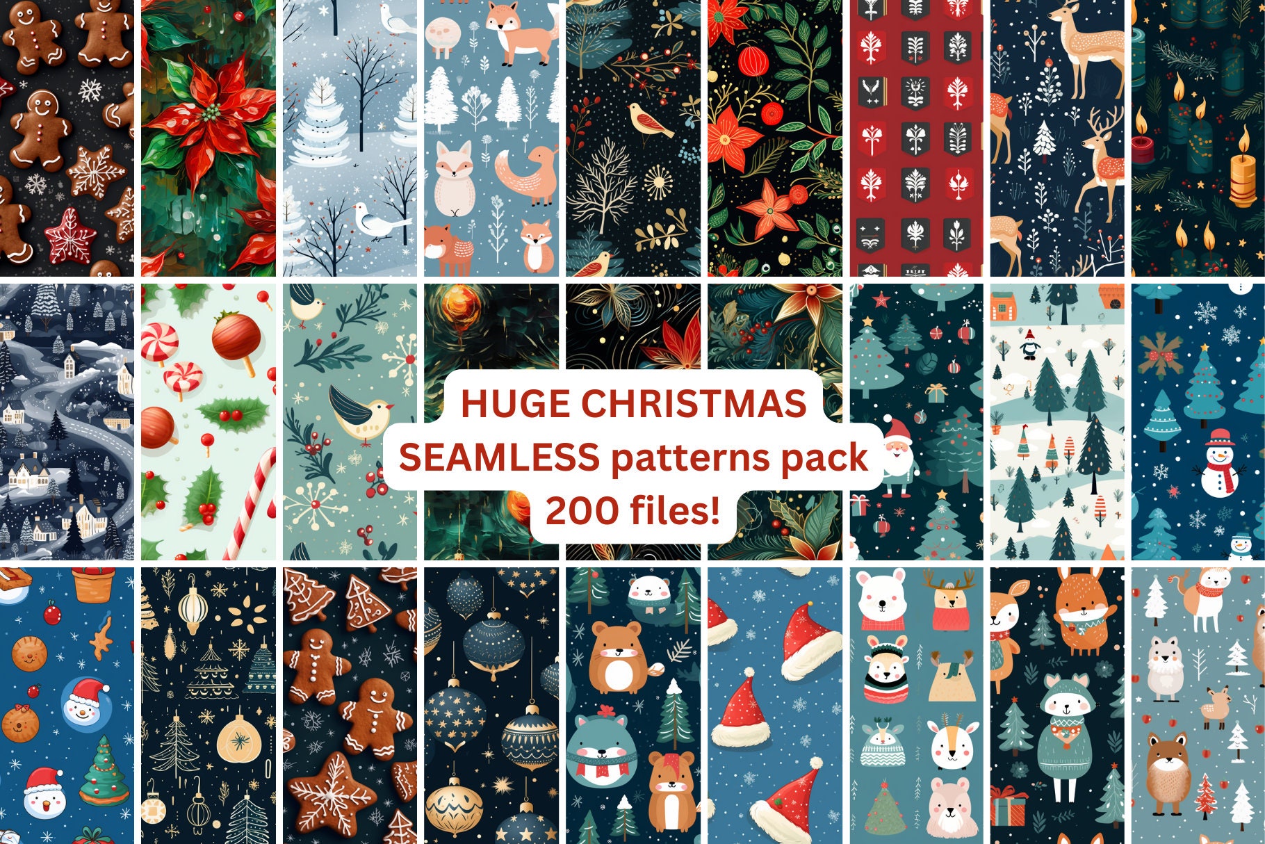 Huge Pack 200 Pcs of Seamless Patterns for Christmas 1024x1024 Px - Etsy