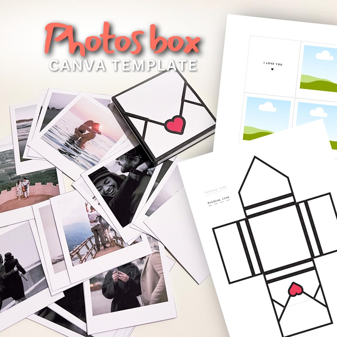 Photos Box Canva Template, Personalized Gift, Valentine's Day, Birthday ...