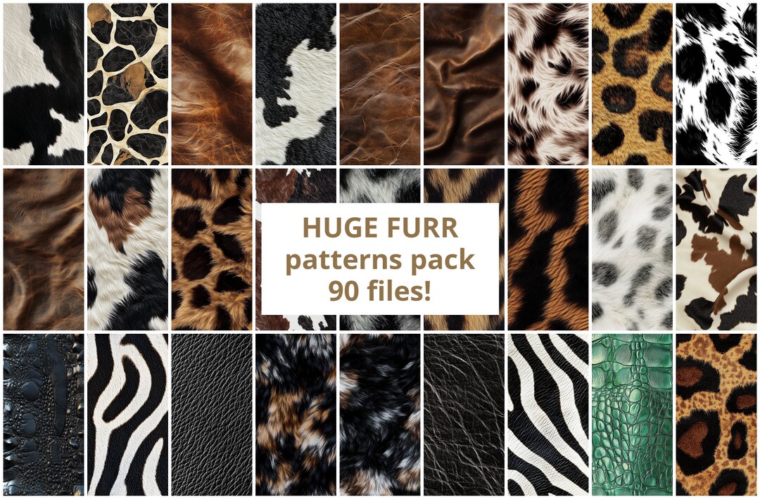 Huge Pack (90 Pcs) of Animal Furr Leather Skin Seamless Pattern ...