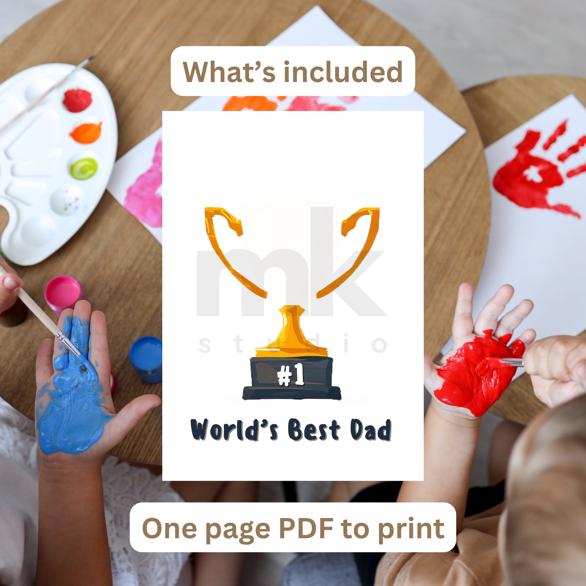 Father's Day Handprint Art, Father's Day Gift, Father's Day Printable ...