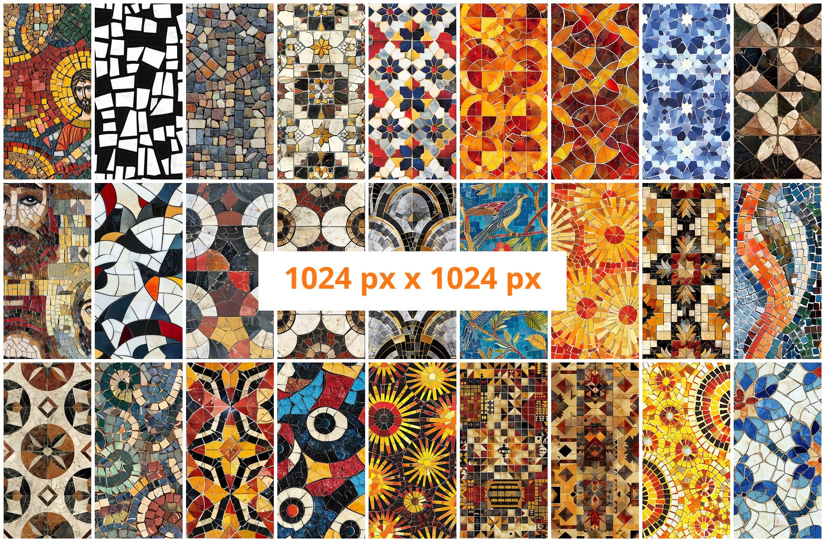 Huge Pack (130 Pcs) of Mosaic Seamless Pattern, Birthday, Scrapbook ...