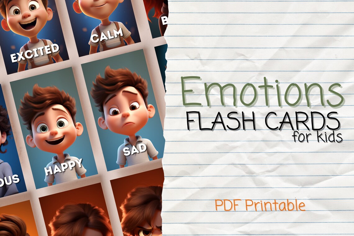 Emotions - 24 Flash Cards for Kids PDF Printable Emotion Printables ...