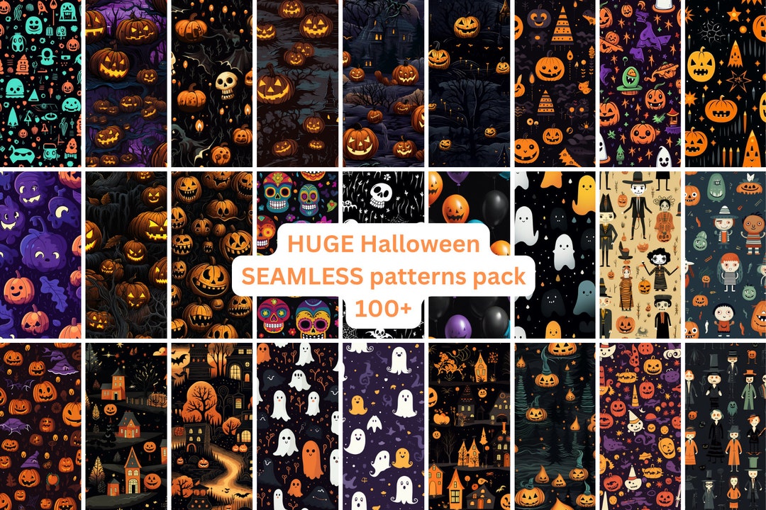 Huge Pack (100+ Pcs) of Seamless Patterns | Halloween | Fall Season ...