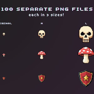 100 Pixel Art Icons - Psd Bundle File + 100 PNG Files, Each in 3 Sizes ...
