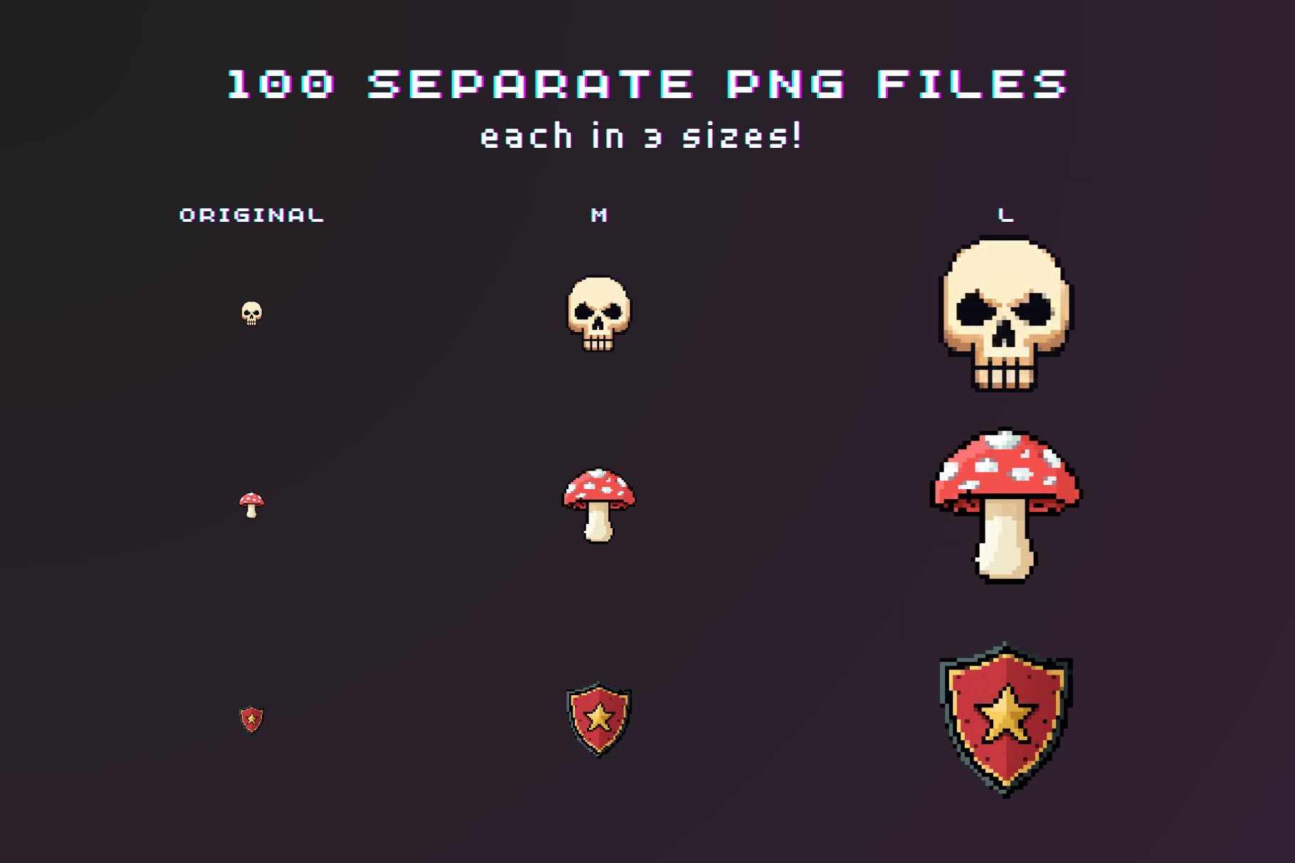 100 Pixel Art Icons - Psd Bundle File + 100 PNG Files, Each in 3 Sizes ...