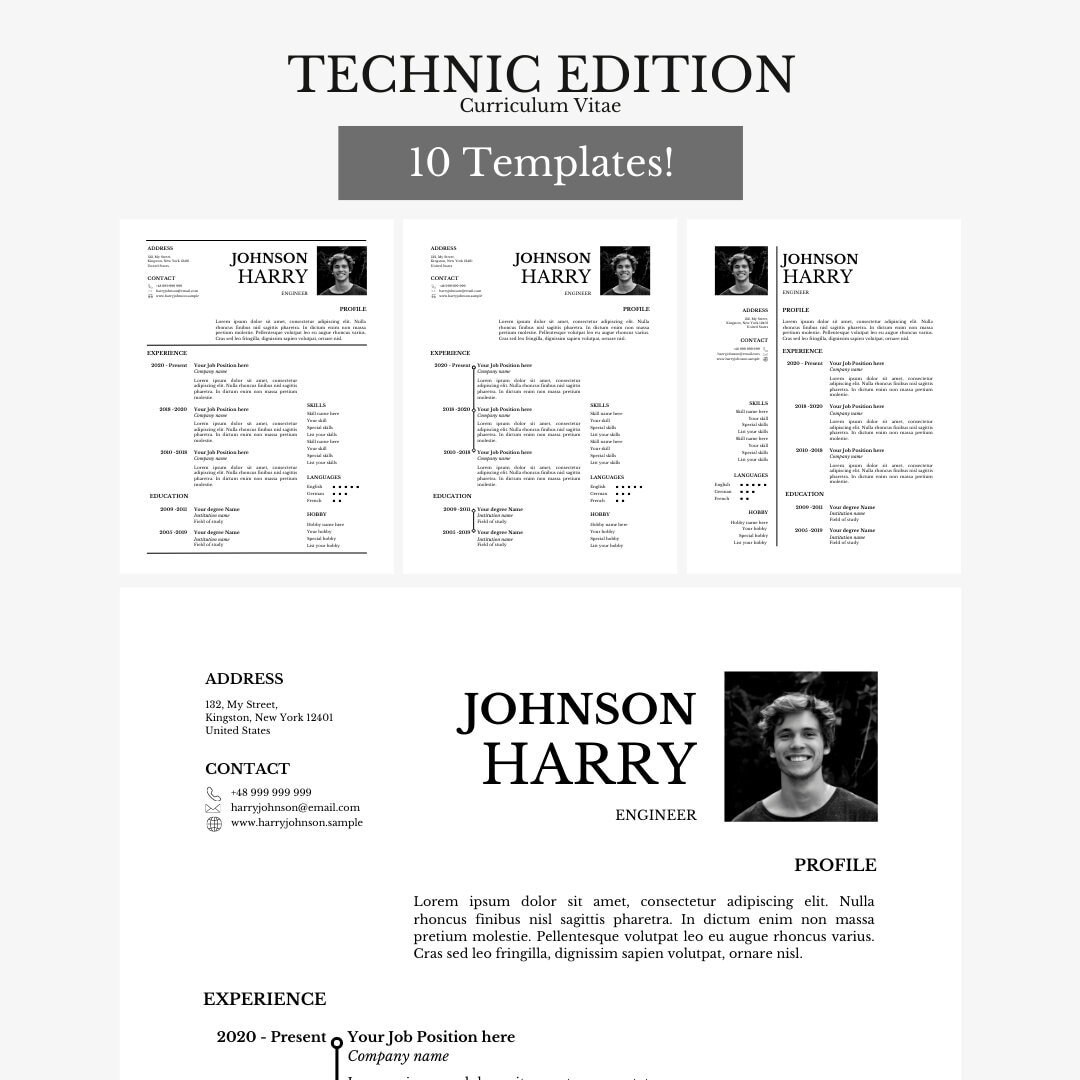 CV Technic Edition Canva Template 10 Templates Professional, Minimalist ...