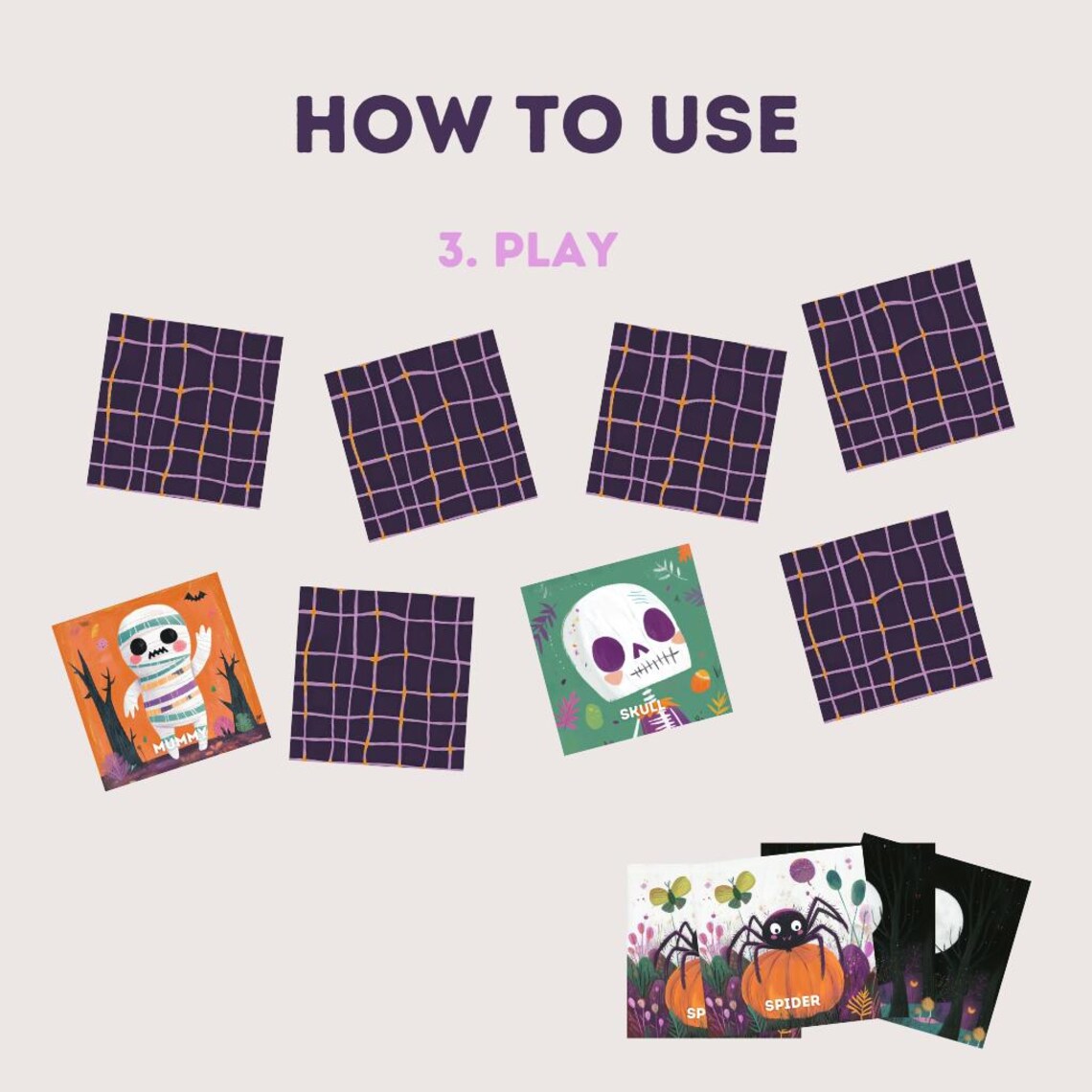 Halloween Memory Game for Kids, Halloween Matching Board Game ...