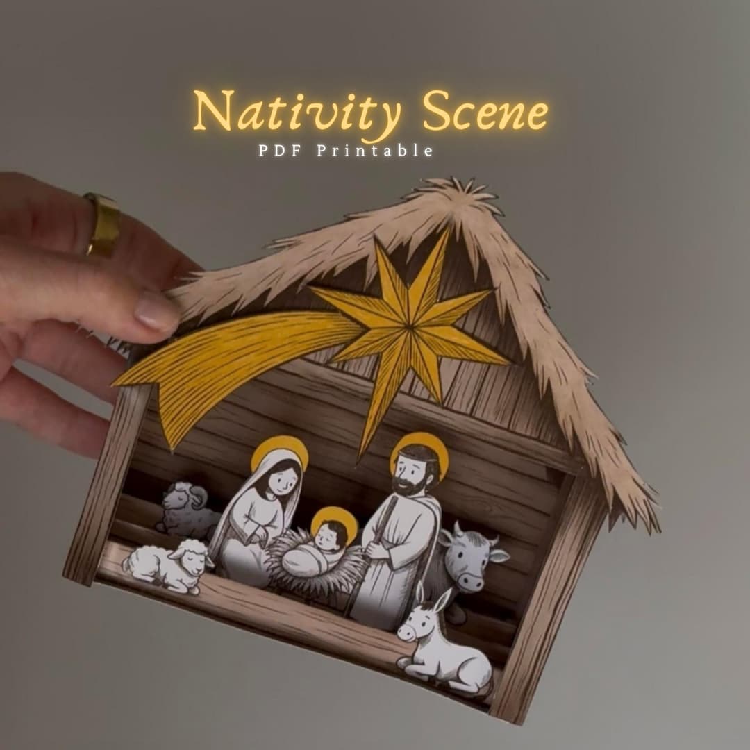 Printable Paper Nativity Scene Cut and Fold Paper Toy DIY Craft Kit ...