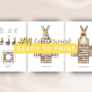Printable Easter Bunny Egg Holder Template - DIY Paper Egg Stand ...