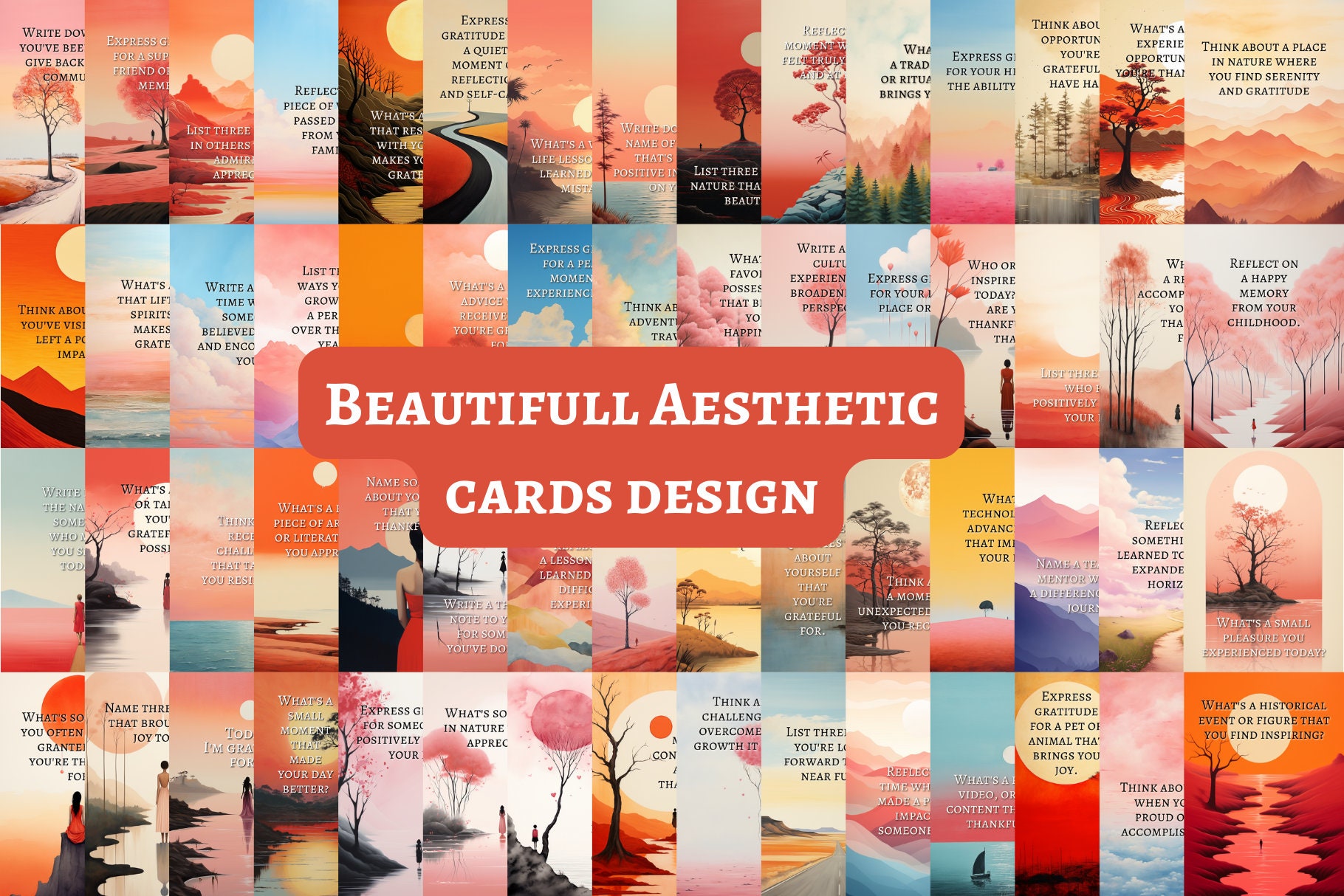 60 Gratitude Cards - Canva Template + PDF Printable - 2.5 X 3.5 Inch ...