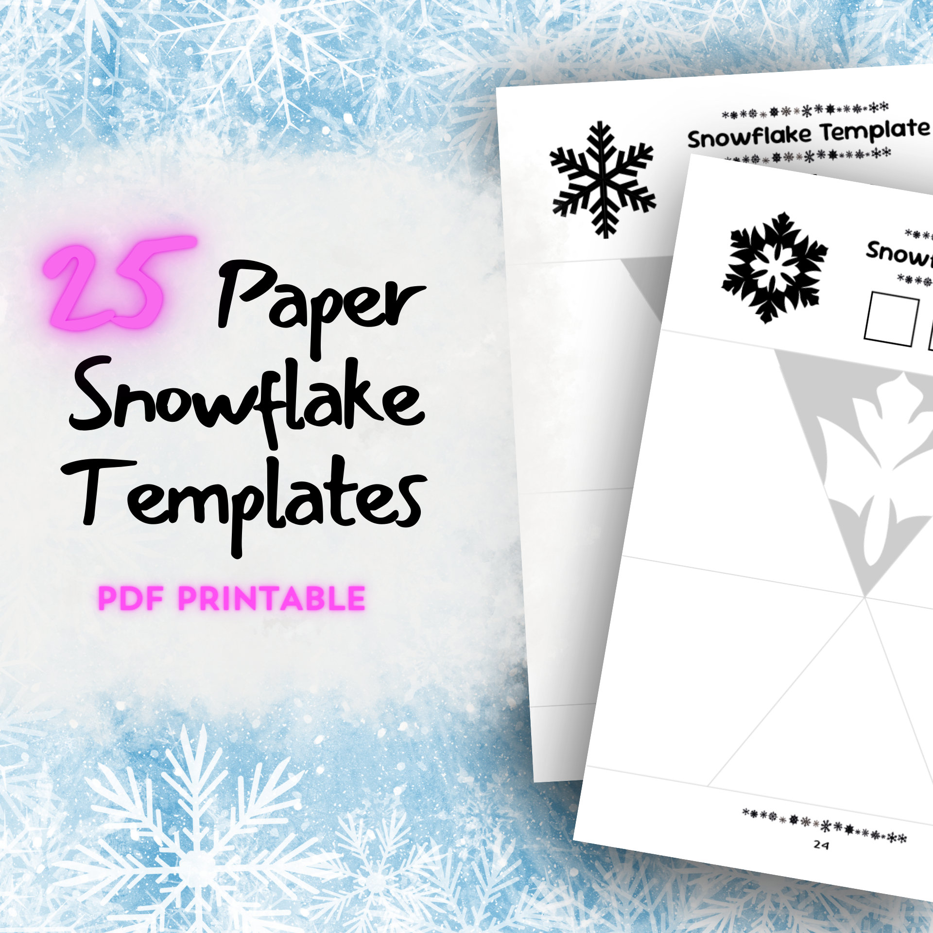25 PAPER SNOWFLAKES - Paper Snowflake Patterns - Printable DIY- Winter ...