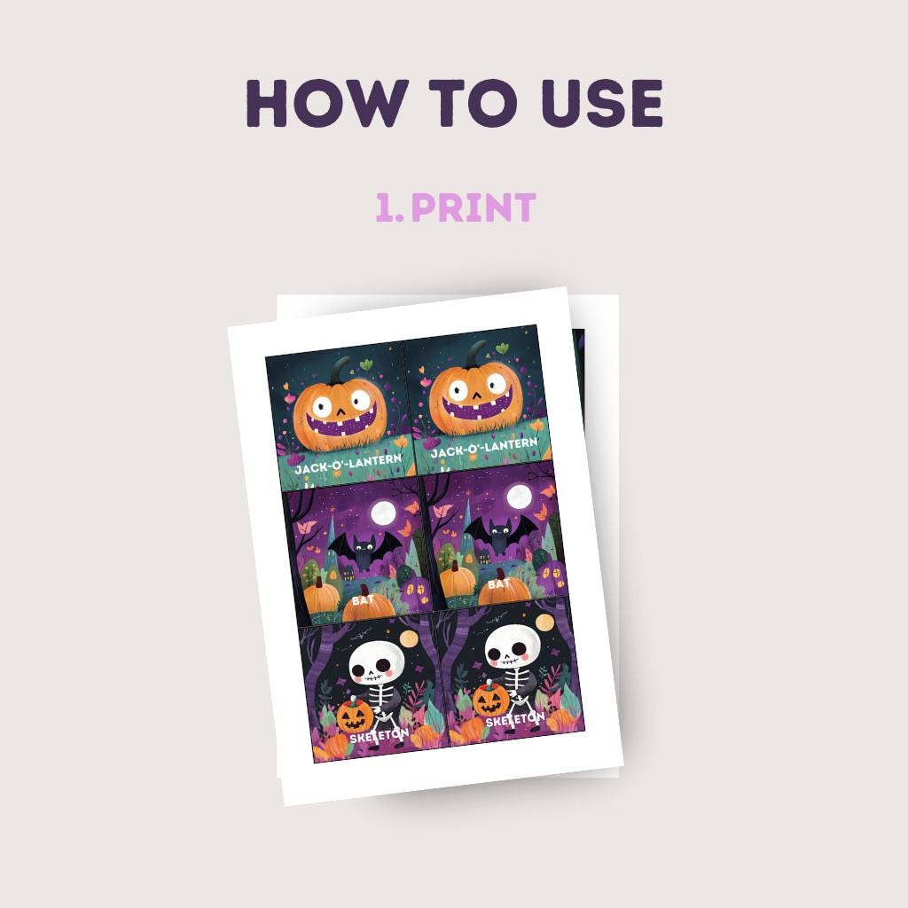 Halloween Memory Game for Kids, Halloween Matching Board Game ...