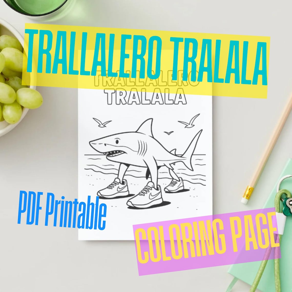 Funny Shark Coloring Page for Kids – Trallalero Trallala Printable PDF ...