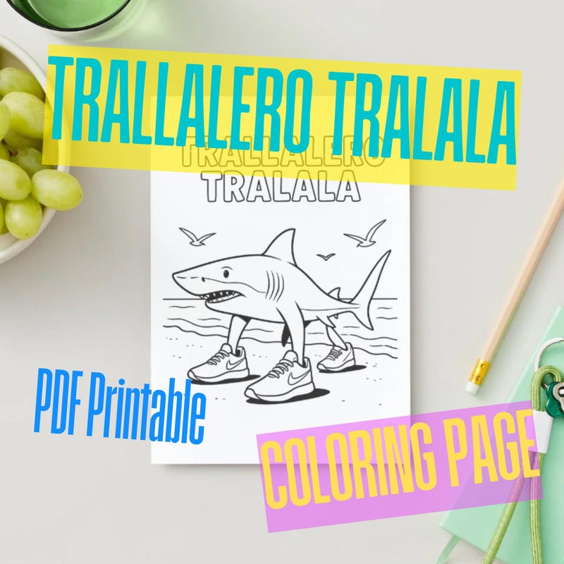 Tralalero tralala para imprimir y colorear - Etsy México