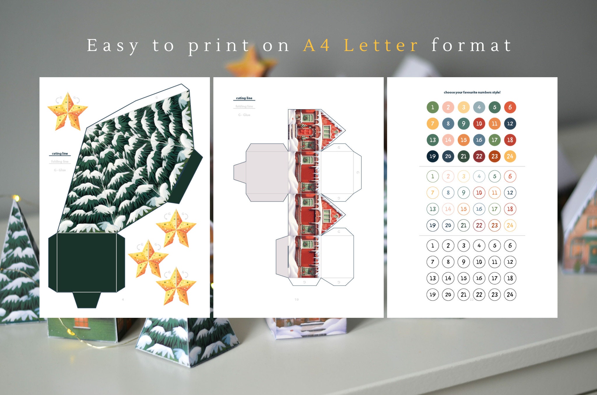 Printable Advent Calendar, Countdown to Christmas, Paper Christmas ...