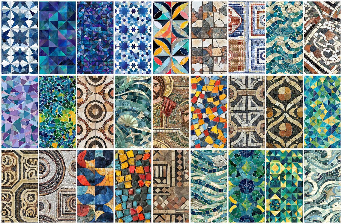 Huge Pack (130 Pcs) of Mosaic Seamless Pattern, Birthday, Scrapbook ...