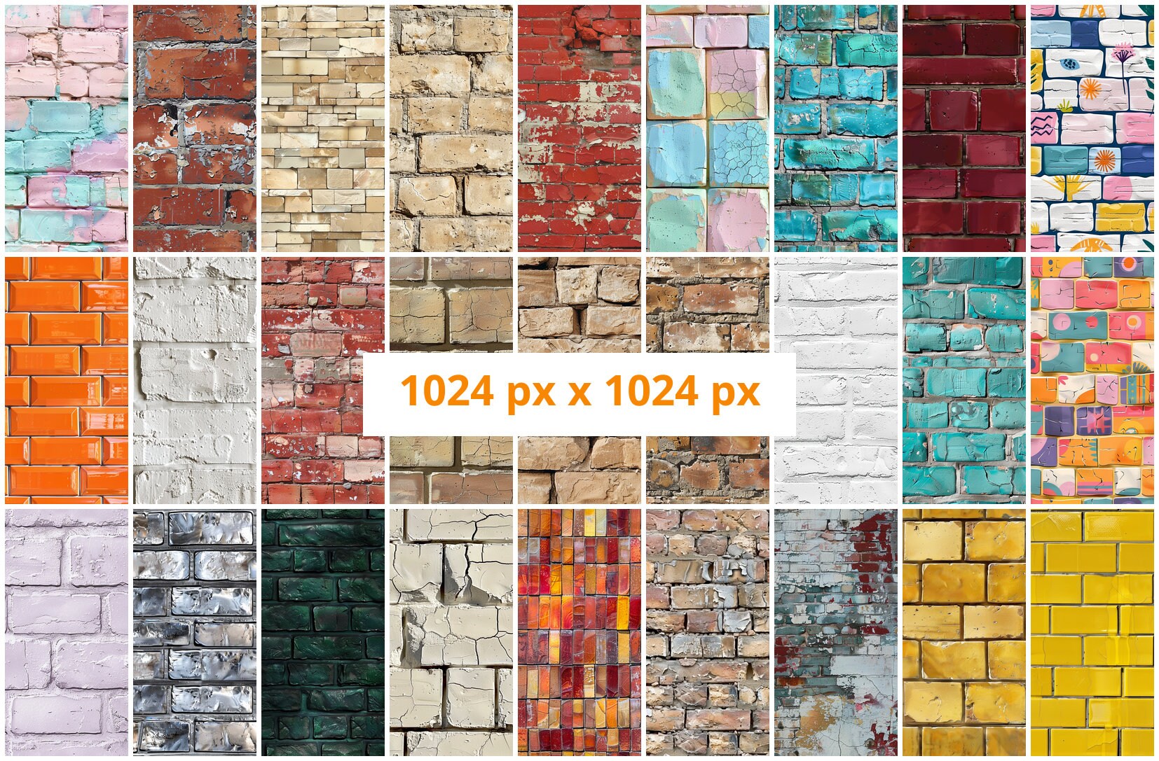 Huge Pack (180 Pcs) of Brick Seamless Pattern, Game, Rustic, Vintage ...