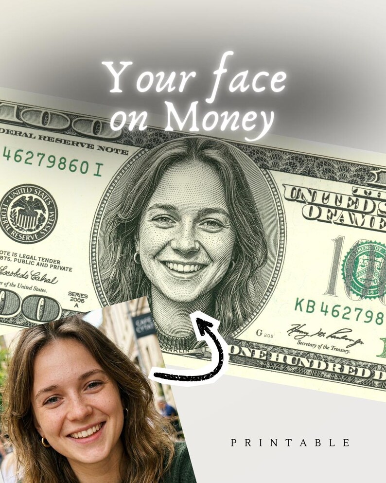 100 Dollar Bill Template Custom Face Money, Personalized Fake Cash ...