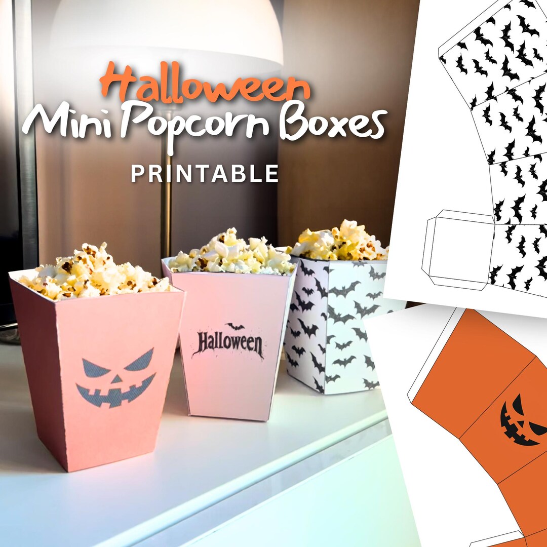 Printable Mini Popcorn Boxes – Halloween Party Decorations, Favor Boxes ...