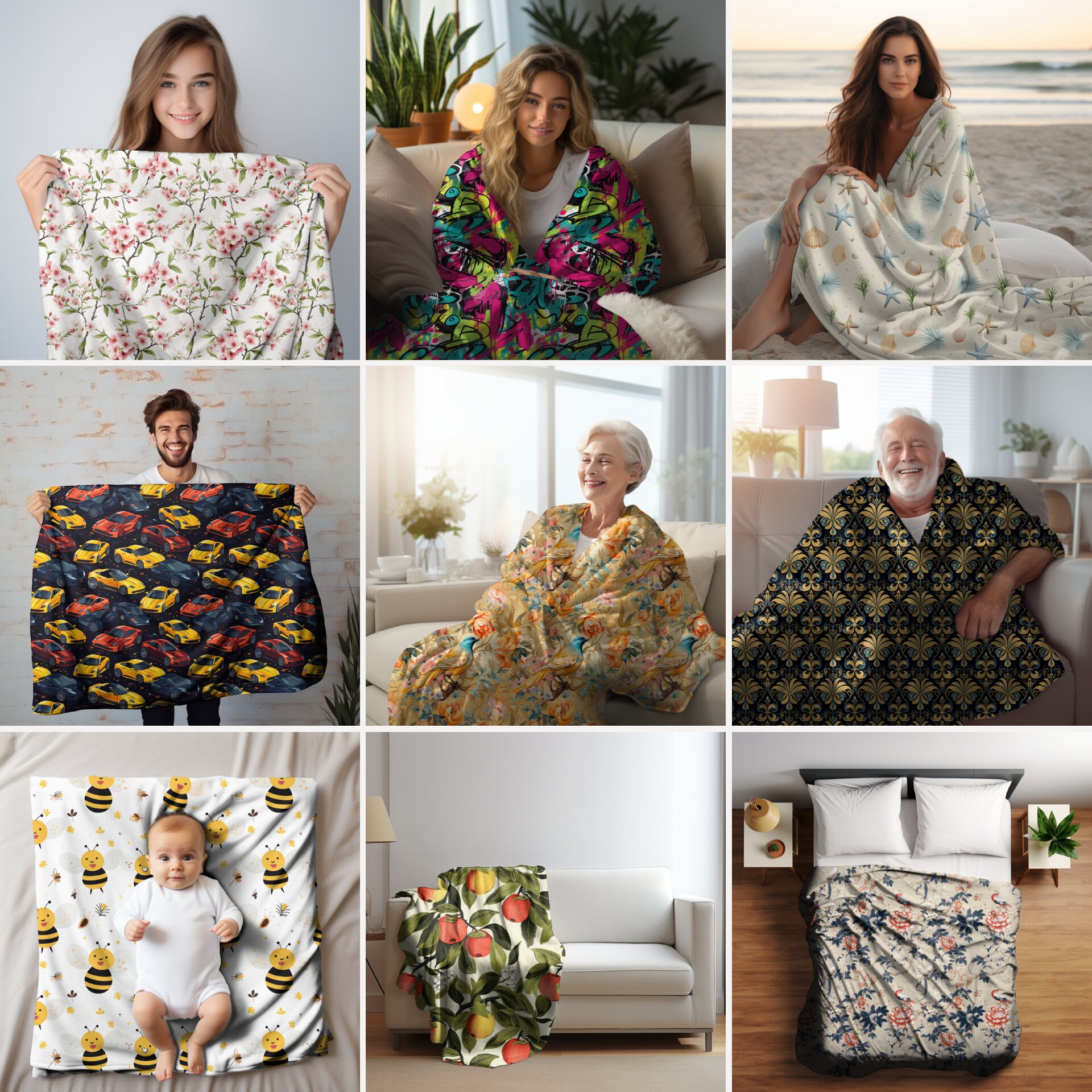 20 Velveteen Plush Blanket Bundle Mockups, Throw Blanket Mockup ...