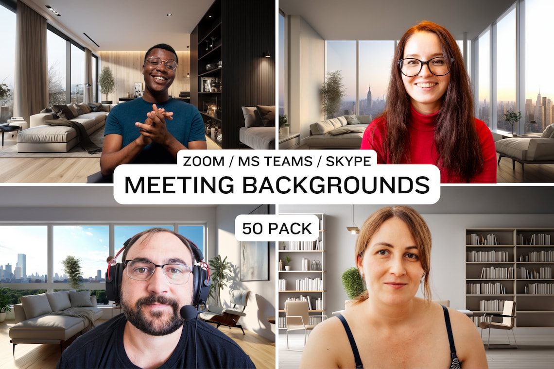 50 Zoom Virtual Backgrounds | Set | Appartments | Office Background ...