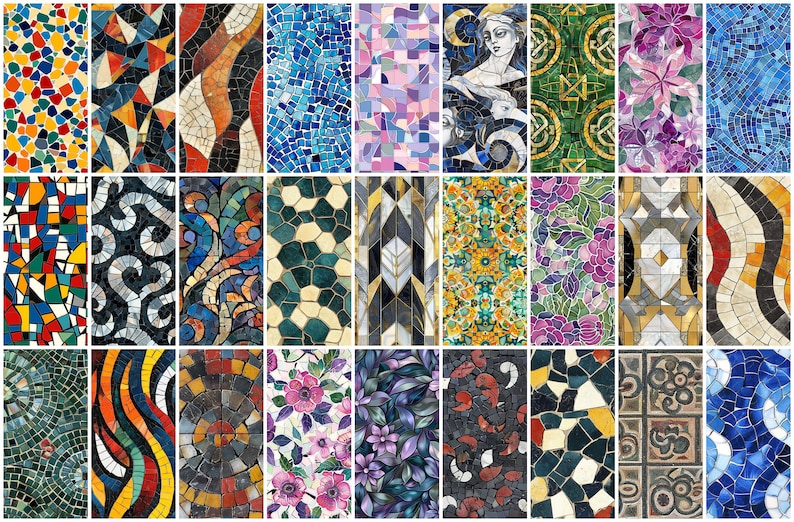 Huge Pack (130 Pcs) of Mosaic Seamless Pattern, Birthday, Scrapbook ...