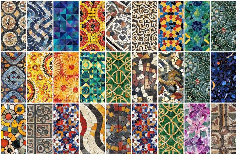 Huge Pack (130 Pcs) of Mosaic Seamless Pattern, Birthday, Scrapbook ...