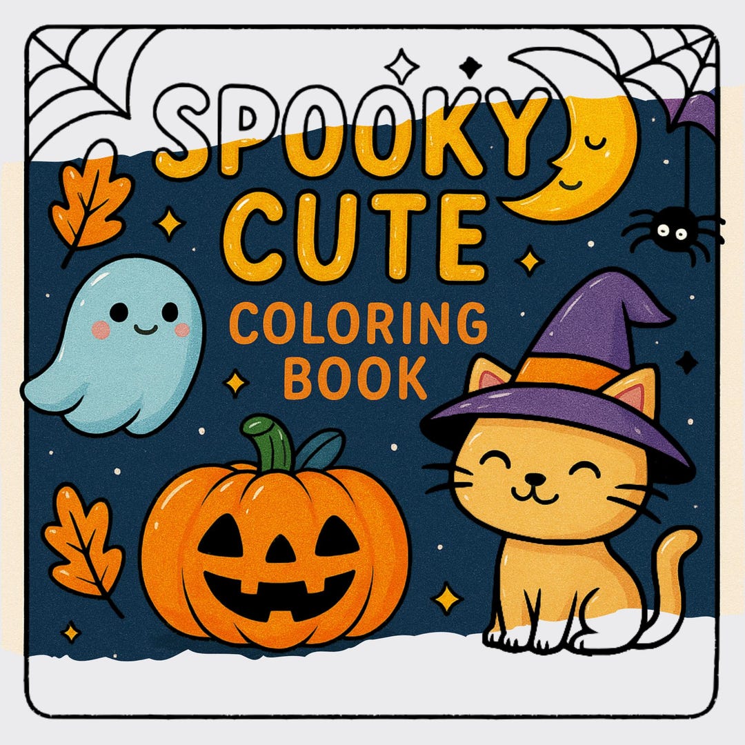 Spooky Hygge Coloring Pages 50 Cute Cozy Halloween Set One Instant ...