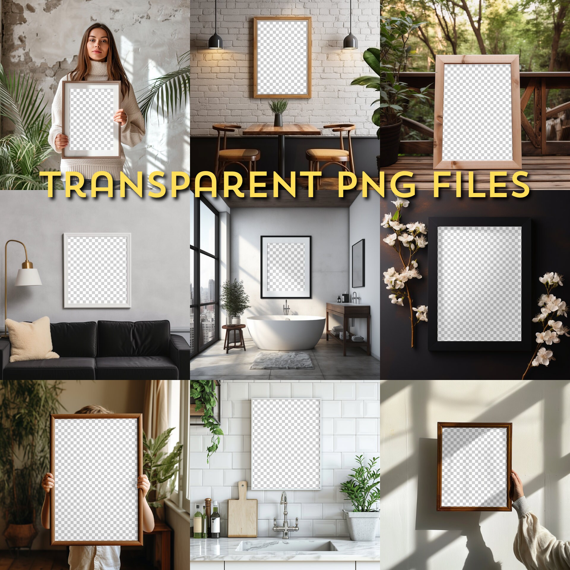 20 Vertical Frames Bundle Mockups, A4 Frame Mockup, Printify Aesthetic Frame Mockup, Canva Drag ...