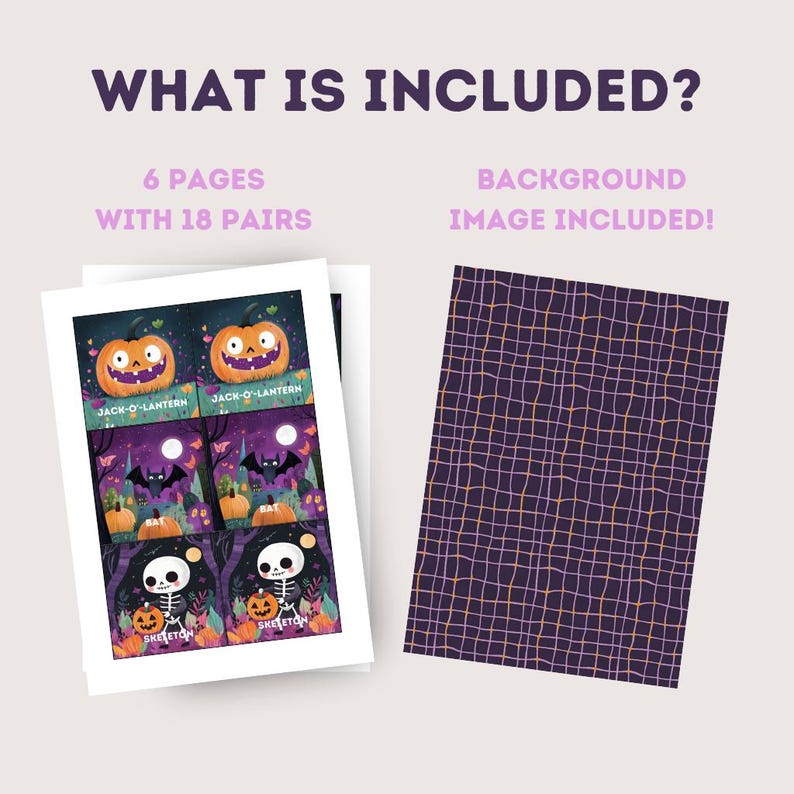 Halloween Memory Game for Kids, Halloween Matching Board Game ...