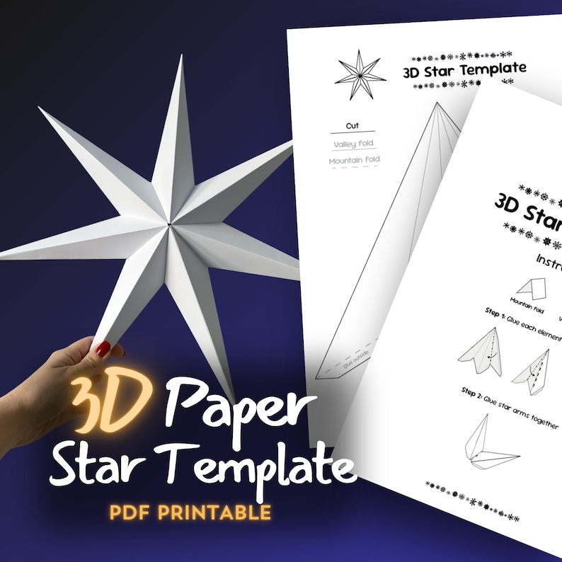 Christmas 3D Star, Low Poly Stars, Papercraft Stars, Star DIY Low Poly ...