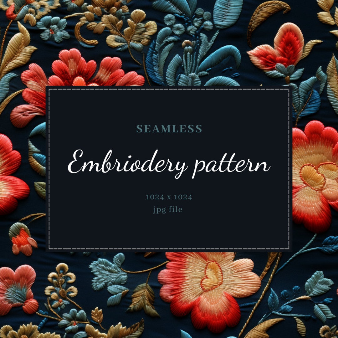 Seamless Embriodery Digital Tile Pattern Texture 1024 X 1024 - Etsy