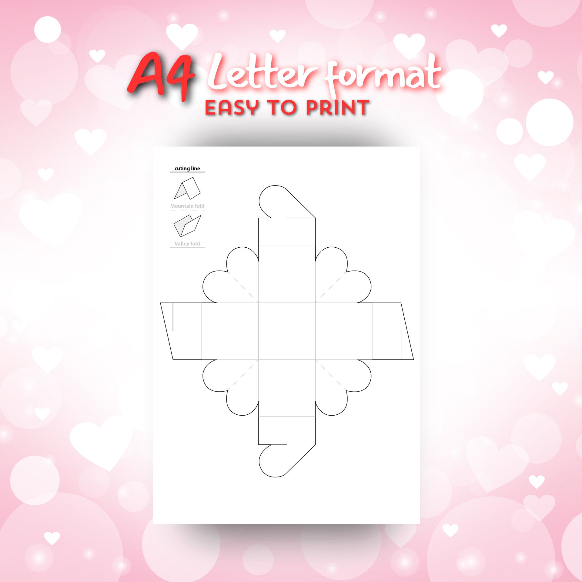 Mini Paper Heart Box Template - PDF Printable - DIY - Valentines Day ...