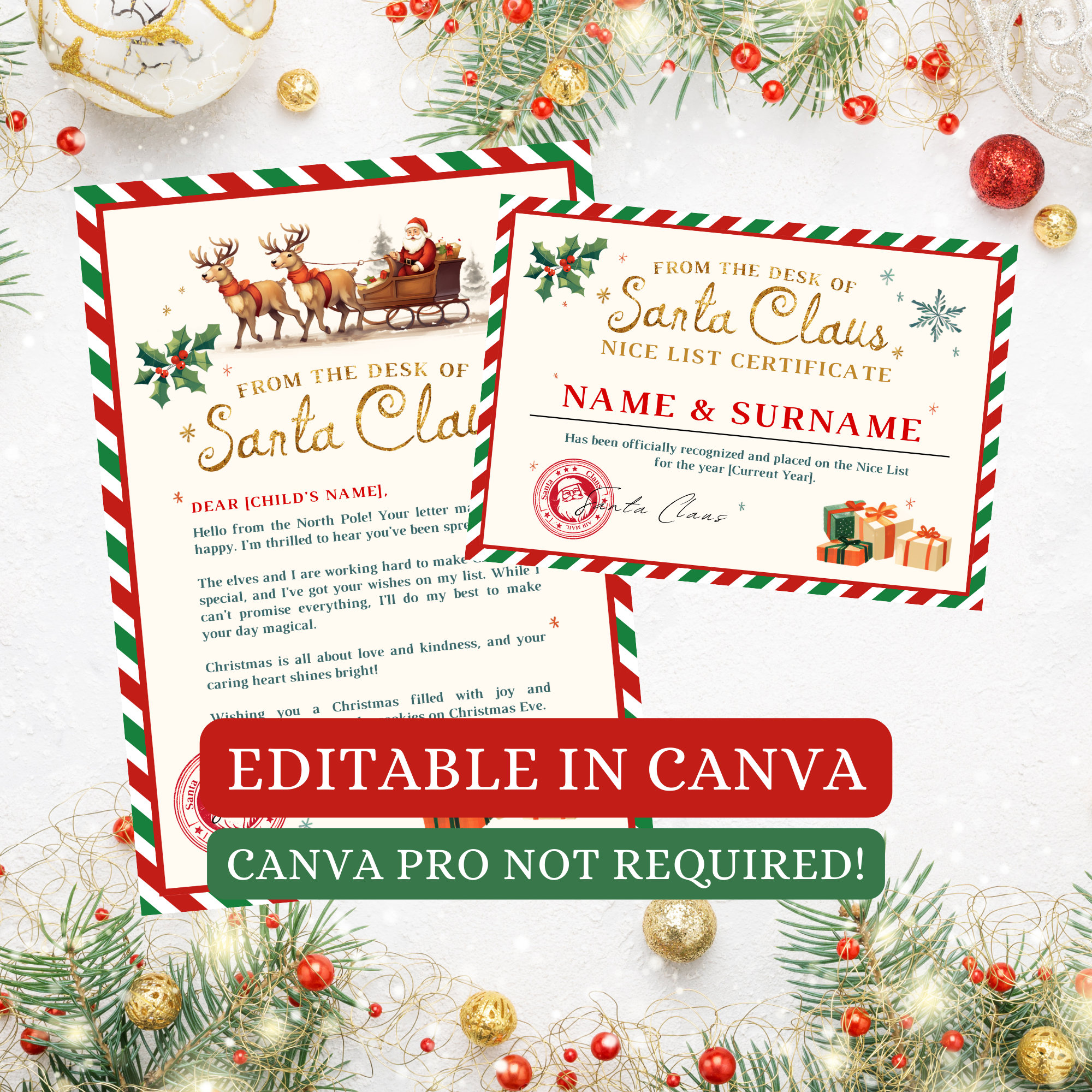 Approved Official Letter From Santa | Nice List Certificate | Christmas ...