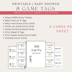 Giraffe Baby Shower Game Set Baby Game Bundle Gender Neutral Colorful ...