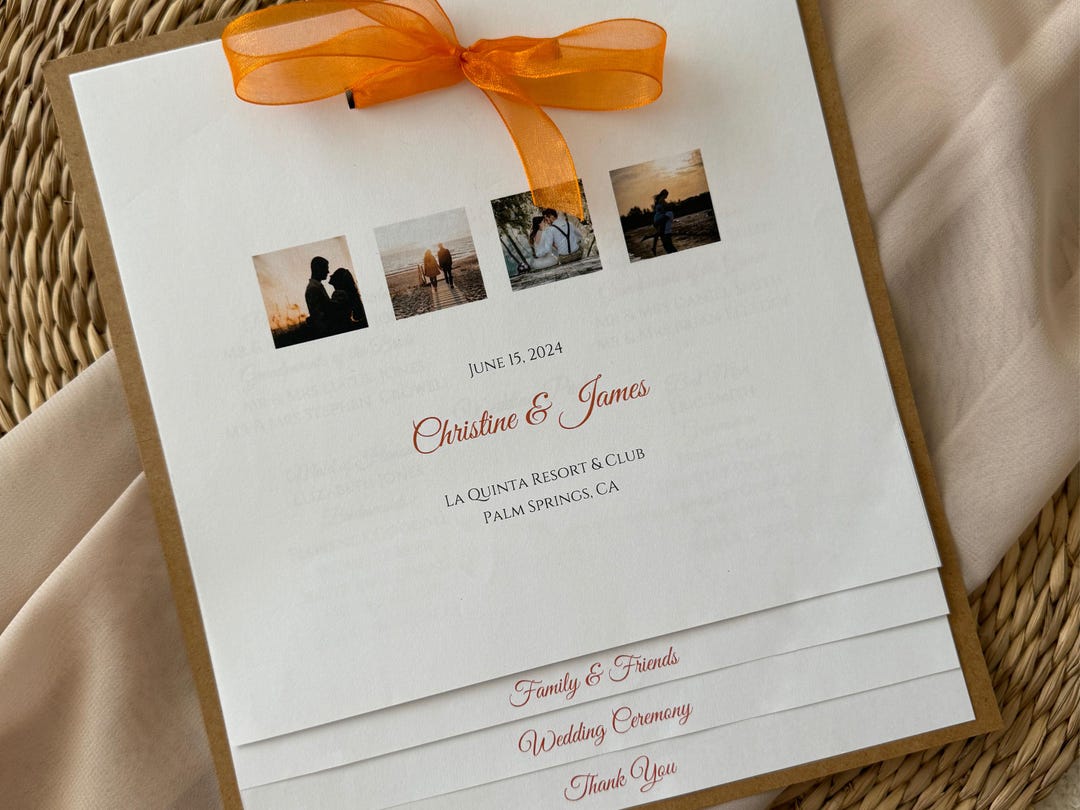Wedding Program | Layered Pages | Ceremony Order | Bridal/wedding Party ...
