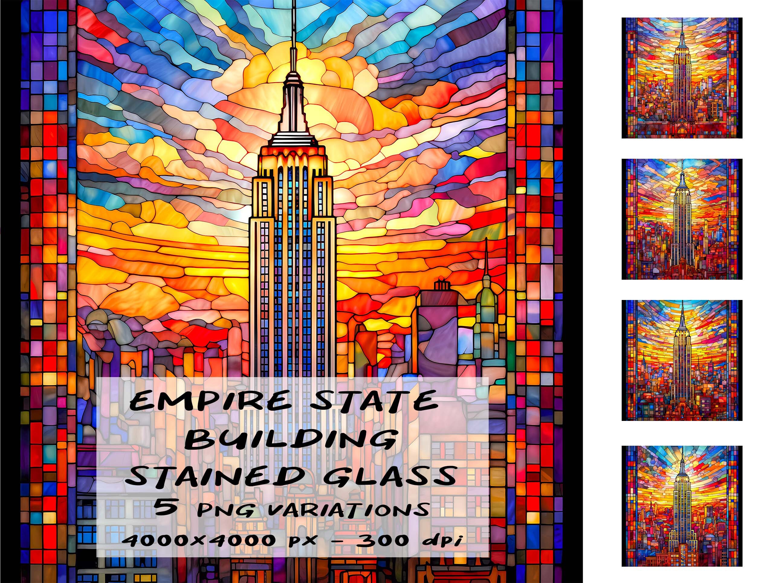 Empire State Building Digital Stained Glass PNG - Etsy