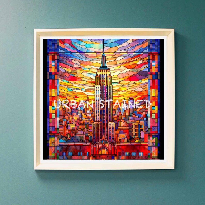 Empire State Building Digital Stained Glass PNG - Etsy