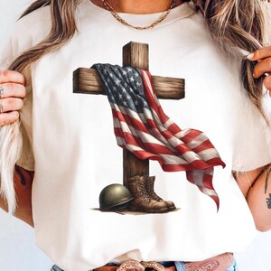 American Flag Cross With Military Boots and Helmet PNG, Patriotic ...