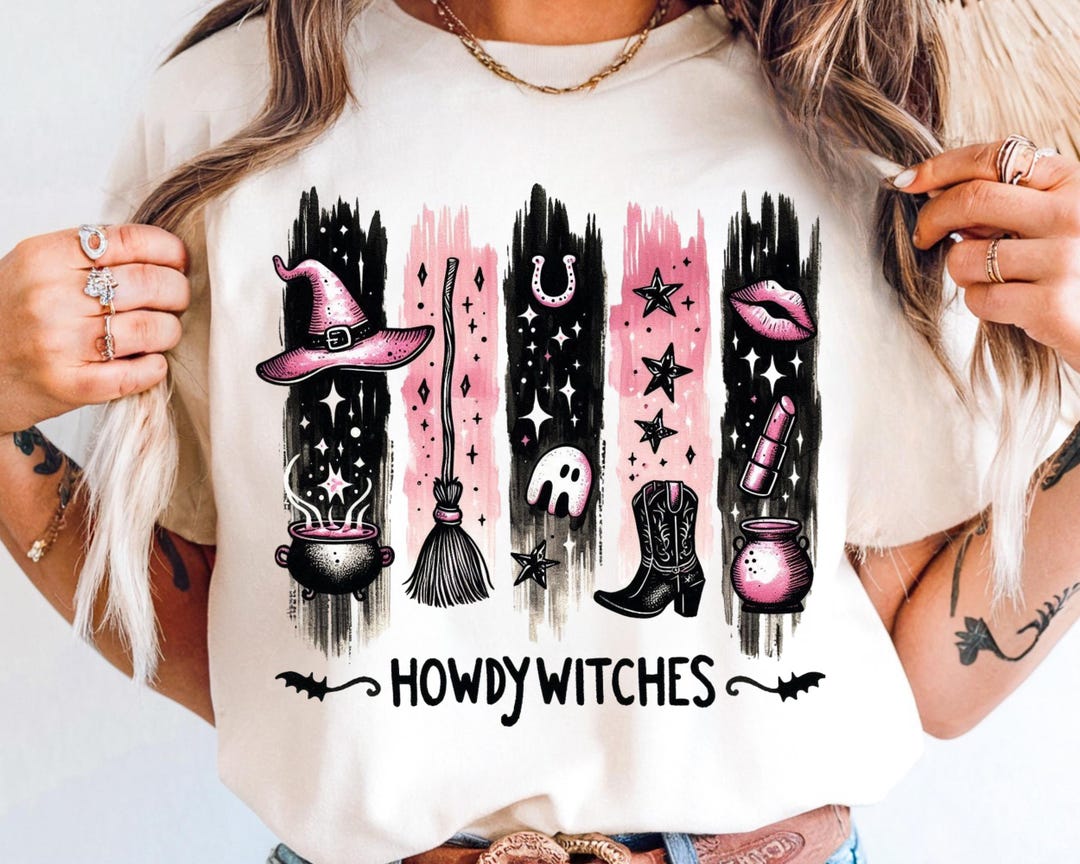 Howdy Witches Watercolor Brushstroke PNG, Glam Cowgirl Witch Halloween ...