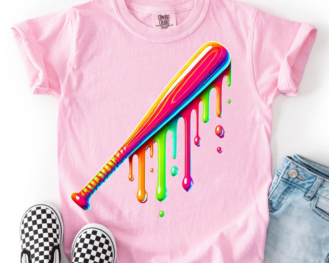 Neon Drip Baseball Bat Png, Baseball Bat Drip Clipart PNG, Trendy ...
