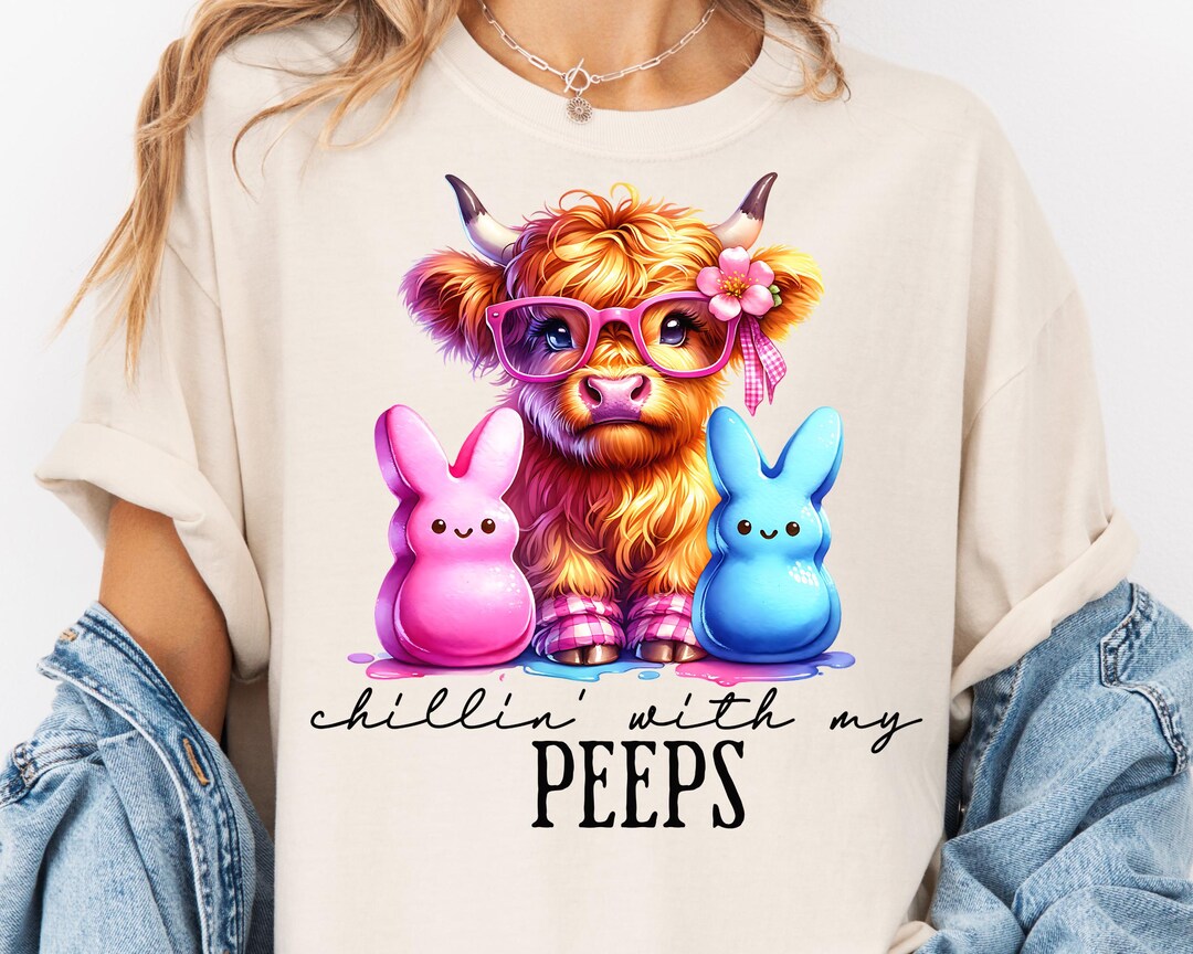 Chilling With My Peeps PNG, Easter Highland Cow Png, Easter Peeps Png ...